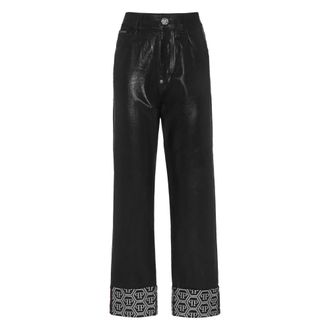Philipp Plein Femme, Jeans, Noir, Taille: W28 Denim Pantalons Loose Fit Monogram