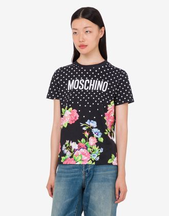 Moschino Bedrucktes T-Shirt aus Bio-Baumwolljersey - Schwarz