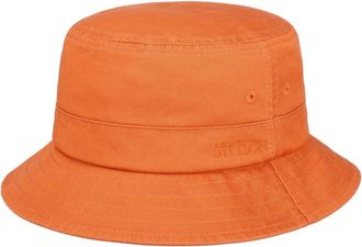 Stetson Organic Cotton Hut mit UV-Schutz Damen Herren 100% Bio-Baumwolle Knitterfrei Nachhaltig Bucket Hat Packable Anglerhut Fr&uuml;hjahr Sommer orange S (54-55 