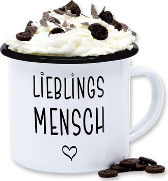 Shirtracer Emaille Tasse Blechtasse - Pärchen - Tassen - Lieblingsmensch - 300 ml - Weiß Schwarz - zum valentinstag paar mit becher partner vintage paare für ges