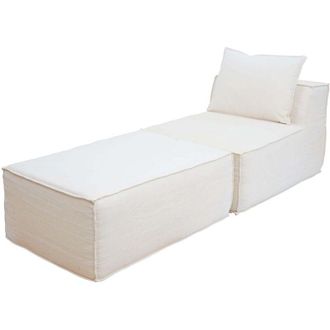 Hhg Chaiselongue/Zubeh&ouml;r f&uuml;r Sofa HHG 399, Sessel Ottomane Recamiere, Stoff/Textil (300g/m&sup2;) 63x75x194cm creme
