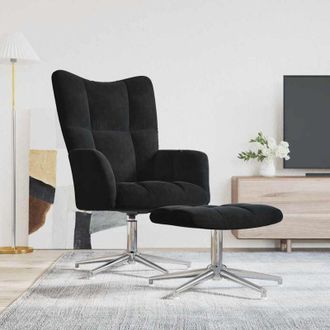 vidaXL Chaise de relaxation avec tabouret Noir Velours Vidaxl