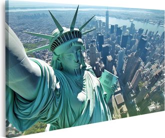 Islandburner Bild auf Leinwand Freiheitsstatue mit Blick auf New York City für Wohnzimmer New Reisebüro Bilder Wandbilder Poster
