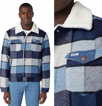 Wrangler Herren Wool Trucker Jacket, CAPTAINS BLUE, L EU