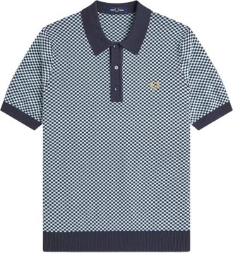 Fred Perry Homme, Pulls, Bleu, Taille: S Marino Chequerboard Knitted Shirt