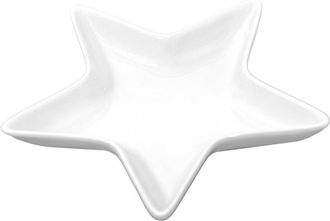 Clayre & Eef Dekoration Schale Stern 20x19 cm Weiß Keramik Kerzentablett