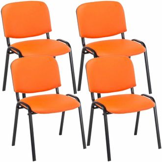 Clp Ensemble de 4 chaises de visiteurs ergonomiques en cuir dimitation différentes couleurs disponibles colore : Orange