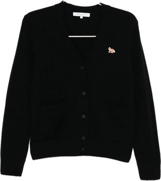 Maison Kitsun&eacute; Femme, Pulls, Noir, Taille: 38 FR Gilet Boutonn&eacute; Devant