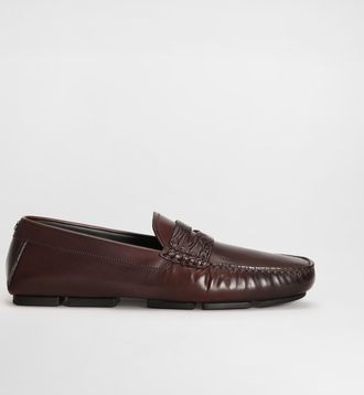 Dolce & Gabbana Dg Driver Calfskin Slipper With Crocodile Inserts - Mann Driver Und Mokassins Bordeaux 42.5