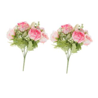 Cabilock 2 St&uuml;ck Realistische Kunstblumen Kunstrosen Blumenstrau&szlig; mit K&ouml;pfen Kleines Faux Floral Arrangement f&uuml;r Hochzeitsdekoration und Zuhause