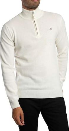 GANT Homme Tricot Demi-Fermeture Éclair en Laine dagneau Superfine, Cream, M