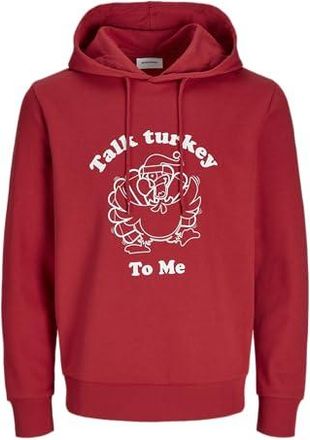 Jack & Jones Jjxmas Sweat &agrave; Capuche Amusant One Color Sweatshirt, Scarlet Sage, M Homme