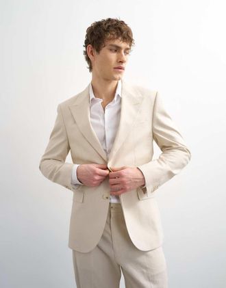Topman Blazer aus Leinenmix in Steinbeige-Neutral