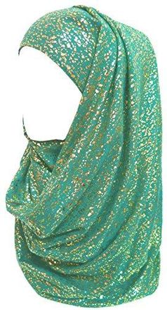 Lina & Lily Écharpe hijab dorée scintillante pour femme, bleu sarcelle, taille unique