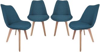 Sweeek 4er-Set skandinavische St&uuml;hle aus Buchenholz und Stoff