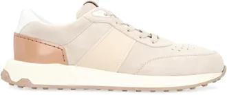 Tod's Mens Suede Sneakers With Leather Inserts Sand Calf Trainers