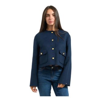 Tommy Hilfiger Femme, Vestes, Bleu, Taille: 36 FR Veste en Laine Bleue Coupe Moderne