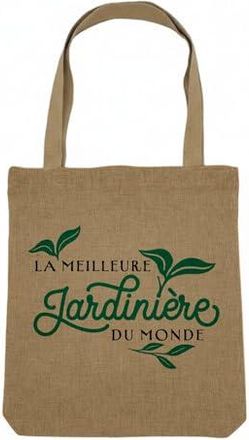 Fabulous Sac Shopping Tote Bag Aspect Lin - La Meilleure Jardiniere du Monde Jardin Plante Potager - Sac de Courses Toile Epaisse 360g Beige Naturel Cabas Port