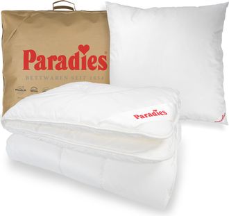 Paradies Winterdecke 155x220 Set mit Kissen 80x80 - Prima Bio Winterbettdecke + Softy Top Bio medium Kopfkissen, Bettzeug 155x220 Set