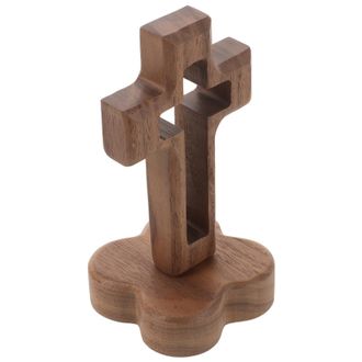 Cabilock Rustikales Holzkreuz mit Stabilem Sockel Handgefertigte Holzdeko f&uuml;r Tisch und Altar Spirituelle Religi&ouml;se Heimdekoration Einzigartiges Geschenk zu Va