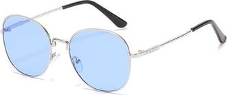 Generic Lunettes De Soleil Rondes En Métal For Hommes Et Femmes, Monture Large, Polarisées, For Lextérieur, For La Conduite, Les Fêtes, La Photographie(Blue)
