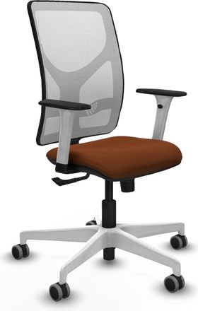 Piqueras y Crespo Schreibtischstuhl, beige und wei&szlig;, mit wei&szlig;en und schwarzen Armlehnen, h&ouml;henverstellbare Lendenwirbelst&uuml;tze, 3 Positionen, Wei&szlig; / Braun