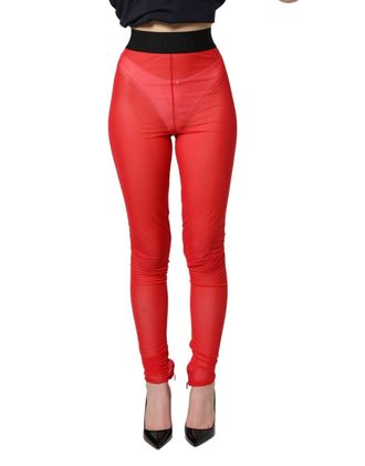Dolce & Gabbana Womens Nylon Stretch Leggings Red Elastane