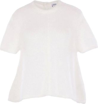 Loewe Femme, Pulls, Blanc, Taille: 38 FR Pull &agrave; Manches Courtes en M&eacute;lange de Mohair