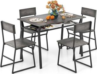 Giantex Ensemble de salle à manger avec 4 chaises - Ensemble de table de cuisine pour 4 personnes - Cadre en métal - Ensemble de meubles de salle à manger ind