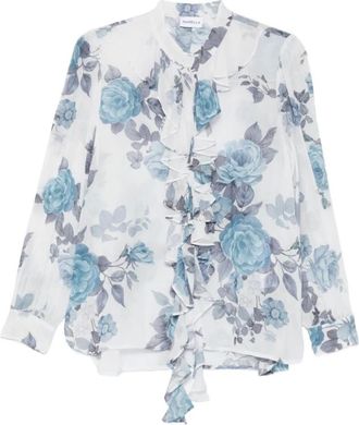 Marella Femme, Blouses et Chemises, Multicolore, Taille: 42 FR Camicia Canapa a fiori