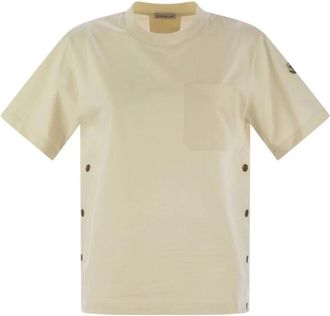 Moncler Homme, Tops, Blanc, Taille: S Patch-pocket Cotton T-Shirt