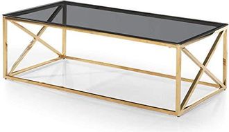 Menzzo Sydney Couchtisch aus Rauchglas mit goldenen Beinen