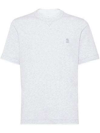Brunello Cucinelli T-Shirt mit Logo-Stickerei - Wei&szlig;