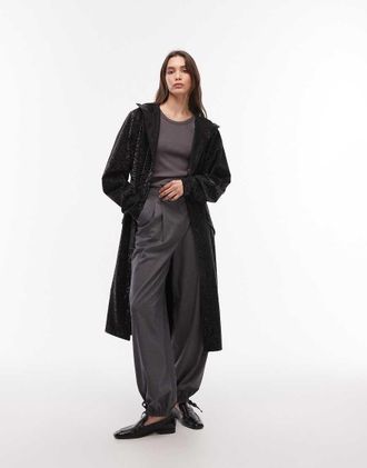 Rains 18360 - Veste longue imperm&eacute;able &agrave; imprim&eacute; - Noir