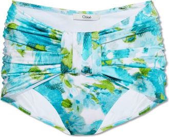 Chlo&eacute; Femme, Maillots de bain, Bleu, Taille: 34 FR Bas de bikini mi-haut drap&eacute; &agrave; imprim&eacute; floral Aqua