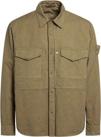 Stone Island Homme, Vestes, Beige, Taille: S Cotton Linen Canvas S.I.Ghost Overshirt