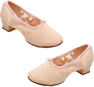 FOMIYES Chaussures de Danse à Talon Bas Toile pour Adultes Semelle Souple Confortable Légères et Durables Adaptées Aux et Spectacles