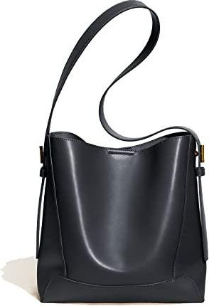Generic Grand sac &agrave; bandouli&egrave;re Hobo pour femme en cuir v&eacute;g&eacute;talien, sac &agrave; main tendance pour femme, Noir, large