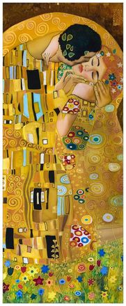 Wallario selbstklebendes Poster - Der Kuss von Klimt, Aufkleber in Premiumqualit&auml;t, Klebefolie Gr&ouml;&szlig;e: 50 x 125 cm