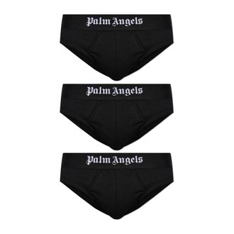 Palm Angels Homme, Sous-v&ecirc;tements, Noir, Taille: M Lot de 3 slips logo