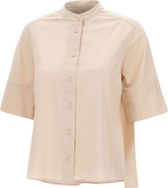 Elena Miro Femme, Blouses et Chemises, Beige, Taille: 44 FR Chemise en coton &agrave; col mao