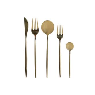 DKD Home Decor Besteckset, goldfarben, Edelstahl, 3 x 1,5 x 13 cm, 20 Stück