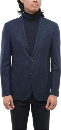 Corneliani Homme, Vestes, Bleu, Taille: 3XL Blazer en Laine Bleue avec Poches