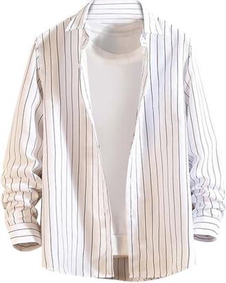 Generic Chemise &agrave; Manches Longues ray&eacute;e pour Homme - Coupe Droite de Loisirs Respirante S&eacute;chage Rapide f&ecirc;te Stretch dext&eacute;rieur l&eacute;g&egrave;re et Douce