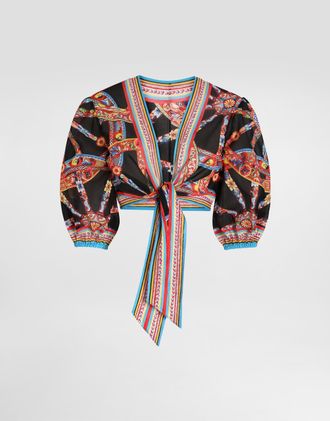 Dolce & Gabbana Top Aus Batist Mit Carretto-print - Frau Blusen Und Tops Multicolor 38