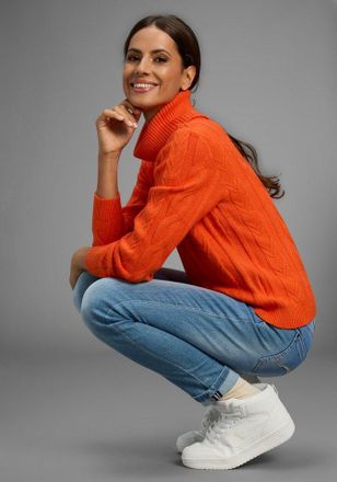Kangaroos Rollkragenpullover aus Strick, mit l&auml;ssiger Passform, h&uuml;ftlange Schnittform