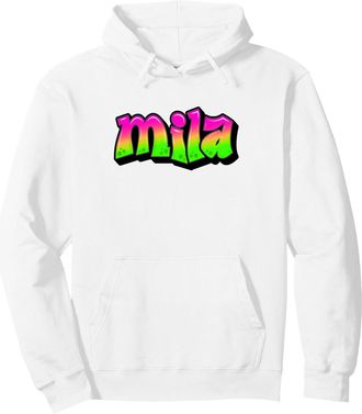 BDAZ Mila Graffiti Personalisierter Name Gr&uuml;n Rosa Frauen M&auml;dchen Pullover Hoodie