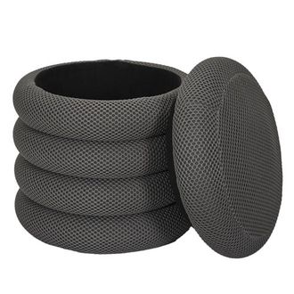 The Home Deco Factory HD0428, Pouf Rangement Atome Gris - Design &Eacute;l&eacute;gant et Pratique, Con&ccedil;u pour Salon ou Chambre, Si&egrave;ge dAppoint Multifonctionnel, Taille 37x42x37 cm, Coul