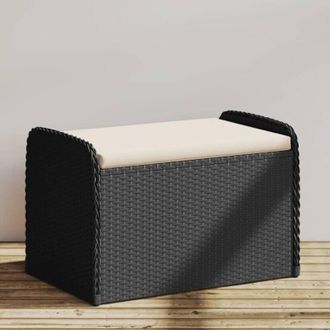 vidaXL Vidaxl - Banc de rangement avec coussin noir 80x51x52 cm r&eacute;sine tress&eacute;e