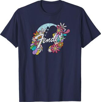 Fender Spring Time Flower Covered Guitar Silhouette Logo T-Shirt